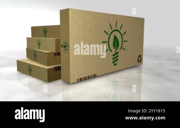 Eco friendly idea innovation box. Sustainable business Cardboard pack ...