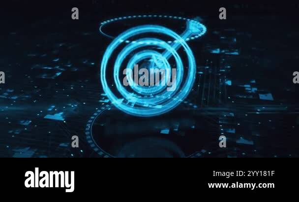 Target business strategy and success motivation hologram symbol appears ...