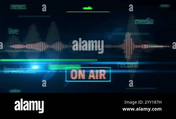 On air studio live record with audio spectrum symbol technology loop concept. Abstract sign on ...