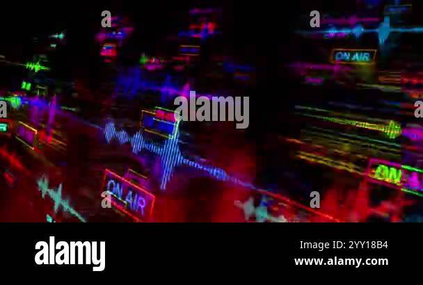 On air studio live record with audio spectrum symbol technology loop ...