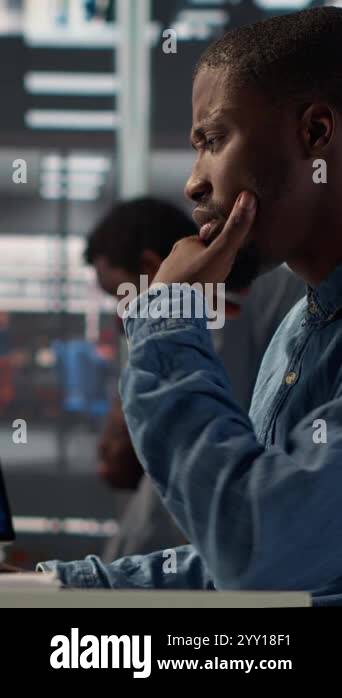 Vertical Video General director in modern office engaged in ...