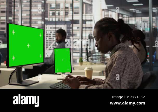 Corporate executive worker focused on strategic planning next to green ...