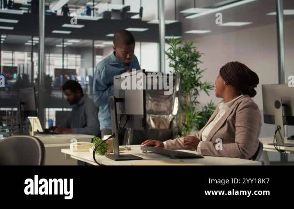 Businesswoman engages with delivery employee highlighting food delivery ...