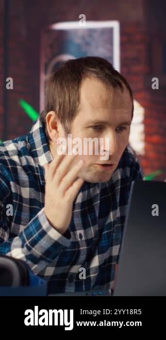 Manager calls employee remotely using internet videocall to offer ...