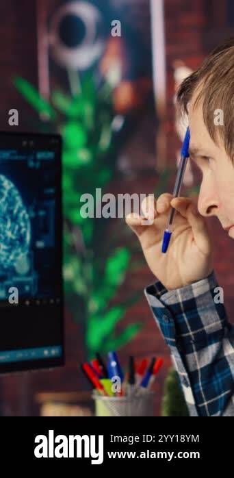 Admin uses computer for artificial intelligence computing simulation, waiting for code to finish ...