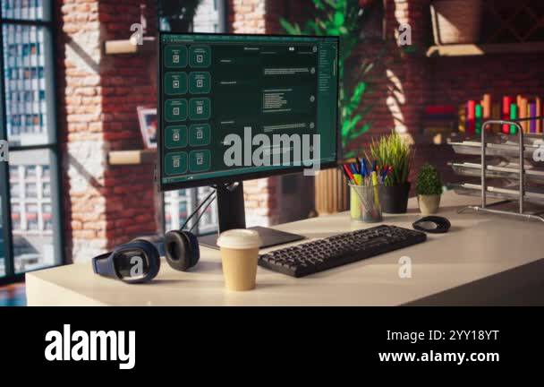 Computer Setup In Bright Apartment Showing Large Language Model Program Pc Monitor In Cozy Home