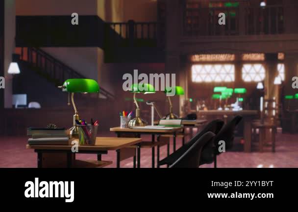 Empty inspiring library interior with heritage design and peaceful ...