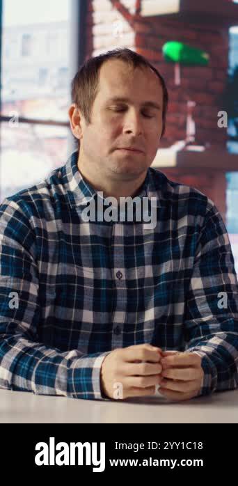 Management executive in home office filming onboarding video for job ...