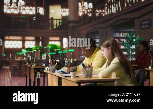 Diverse classmates scholars doing their class homework together in the ...