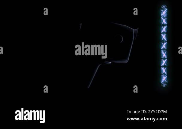 Analog movie camera for recording video on negative tape. Flashing ...