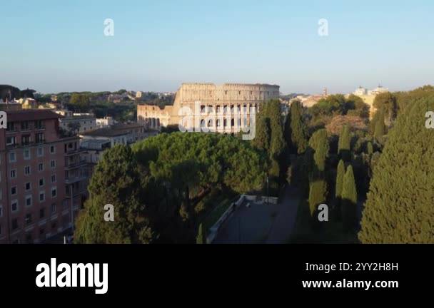 The Colosseum in Rome, Italy, surrounded by the city's parks ...