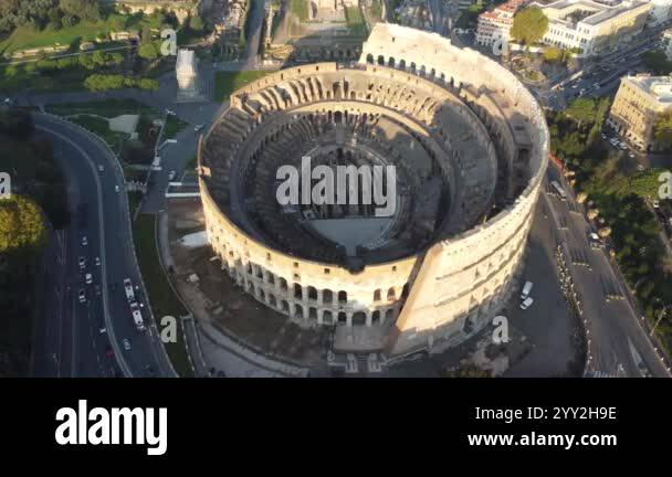 A breathtaking aerial video of the Colosseum in Rome, Italy. The drone ...