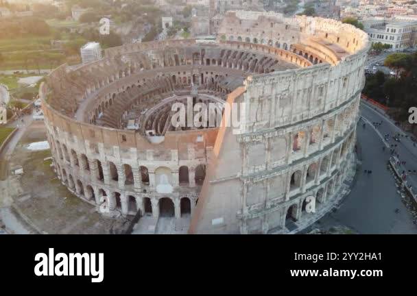 The exterior of the Colosseum in Rome, Italy, showcasing the ancient ...