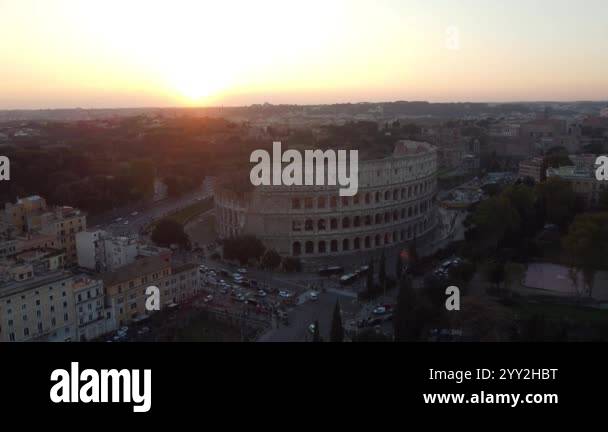 4K aerial video of the Colosseum in Rome, Italy, capturing the grandeur ...