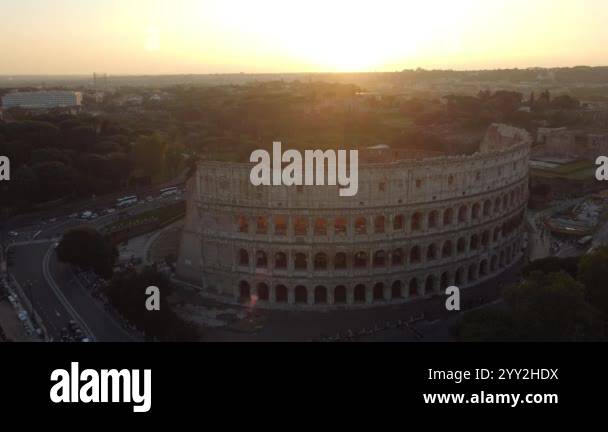 Aerial view of the Colosseum in Rome, Italy, showcasing its iconic ...