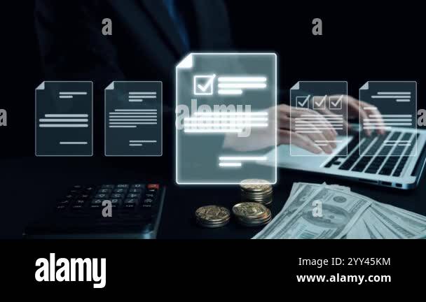 Business person managing online documents for efficient work processes ... Business person managing online documents for efficient work processes ...