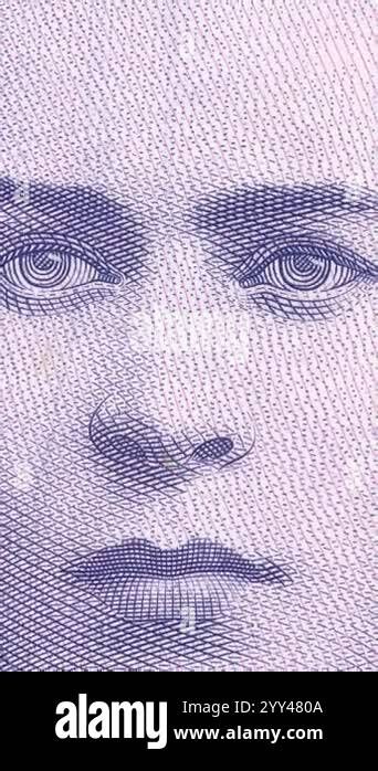 High-detail macro photography of portrait engraving on Ukrainian 200 ...