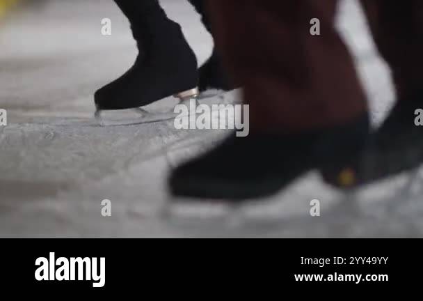 Ice dancing, professional dancers training on the ice before a ...