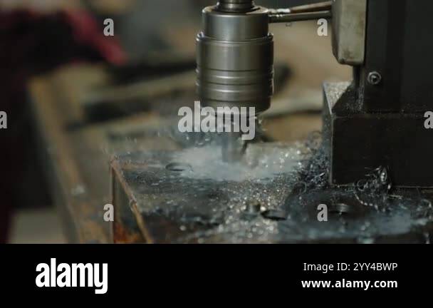 Metalwork factory closeup capturing video of a heavy industrial ...