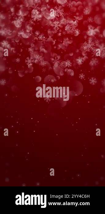 Abstract Christmas top snowflake loop border red background. Animation ...