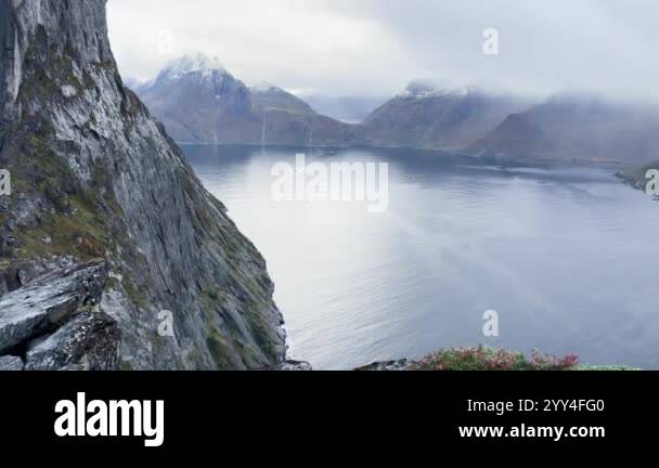 Clouds are passing over the majestic segla mountain on senja island in ...
