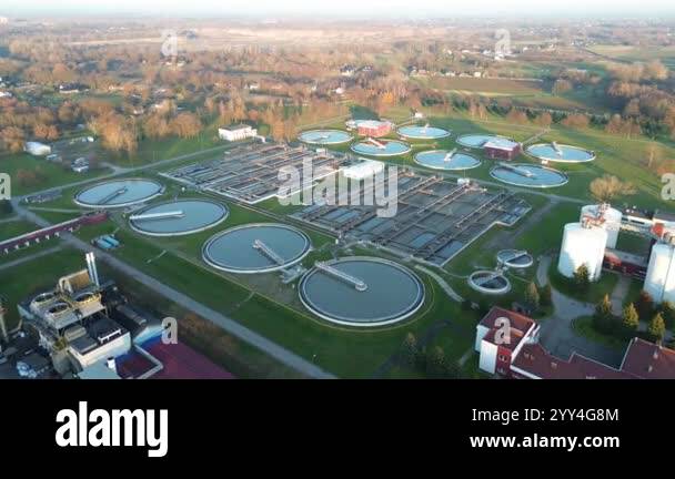 Large-scale wastewater recycling and filtration plant Stock Video ...
