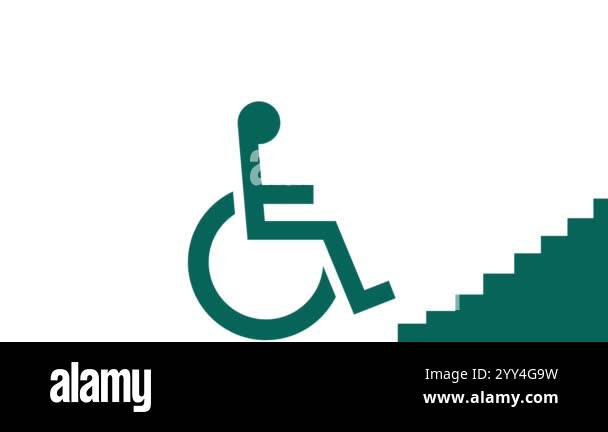 Man in wheelchair encounters architectural barrier on steps of building ...