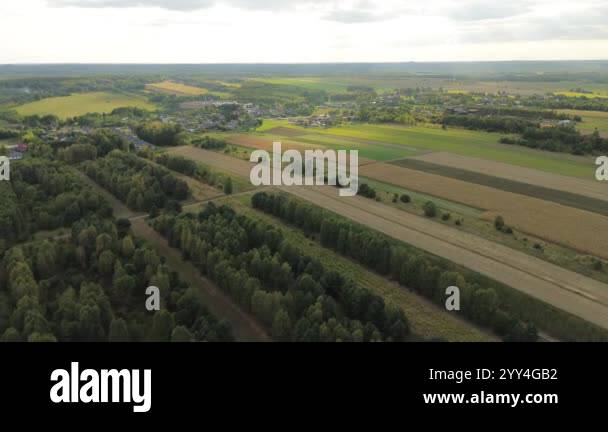 Nature scenery with fields and forest view Stock Video Footage - Alamy