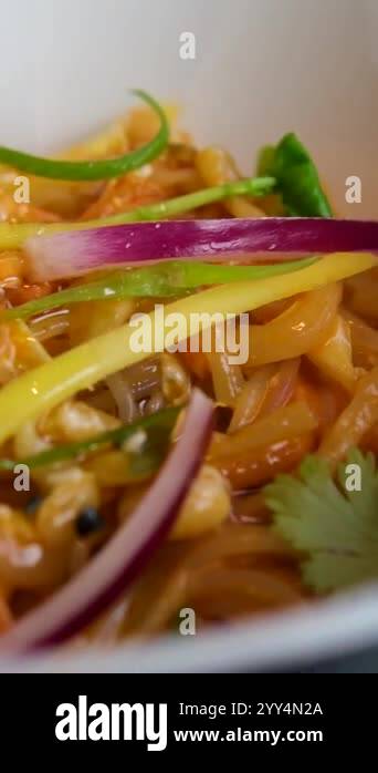 Instant Rice Noodles Bowl. Chinese Ramen Soup. Cooked Rice Instant ...