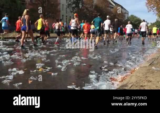 Berlin, Germany - September 16, 2018: People running at Berlin Marathon ...