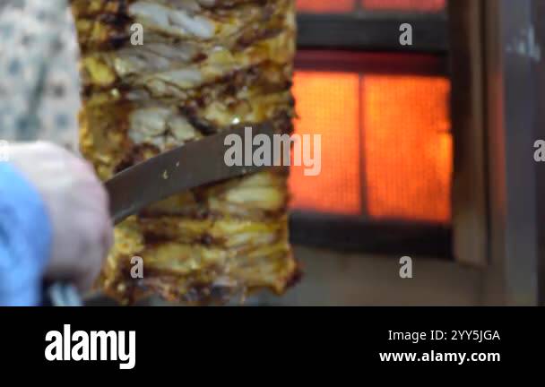 shawarma kebab doner chicken layers roasted slice middle eastern food ...