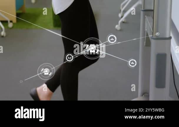 Network of connections and data processing animation over people ...