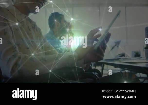 Using tablets in office, people with network connections and data ...