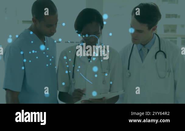 Discussing patient information, medical professionals with lock and ...