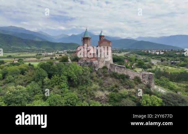 Aerial view of Royal citadel Gremi located on hill in Kakheti region ...