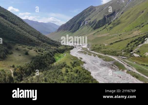 Enguri river gorge near Ushguli village in Svaneti region of Georgia ...