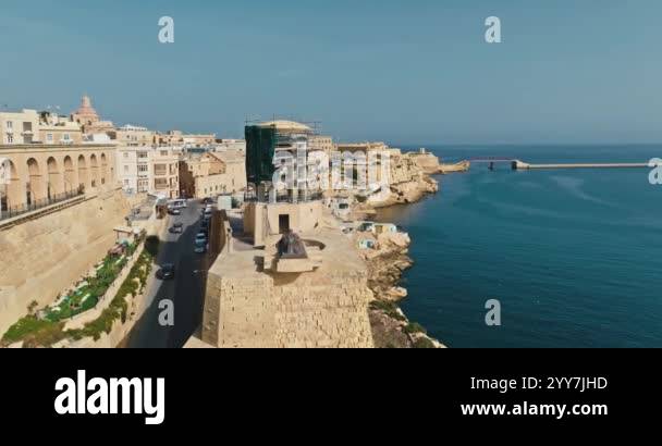 High Definition Aerial View of Kalkara Malta with Historic Buildings ...