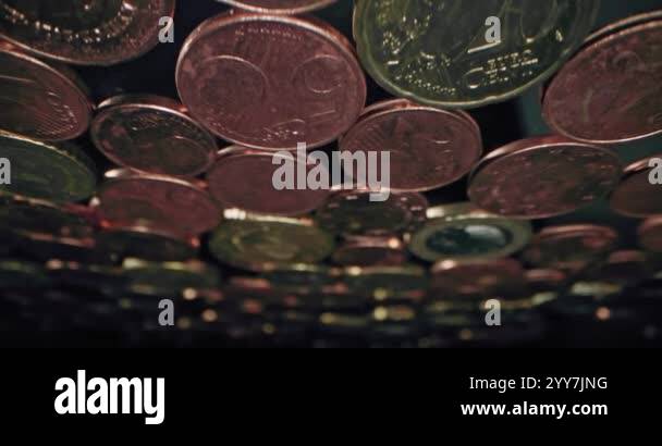 Macro View of Euro Coins on Surface Highlighting Money Exchange Cash ...