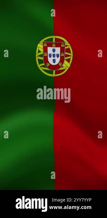 Portugal Waving Flag in Vertical Orientation. Realistic Flag Animation ...