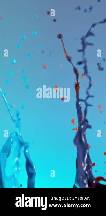 Super Slow Motion of Flying Colored Splashes, Isolated on Colored ...