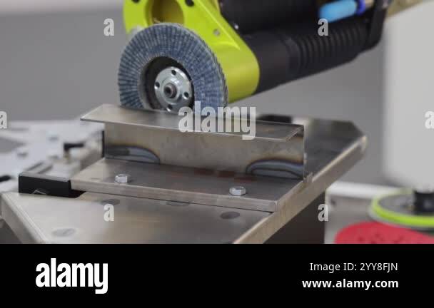 Automatic Robot Arm Angular Grinder Metal Fabrication Process Stock ...