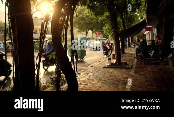 Hanoi, Vietnam - 07 December 2024: Traffic and greenery in Hanoi, Vietnam Stock Video Footage ...