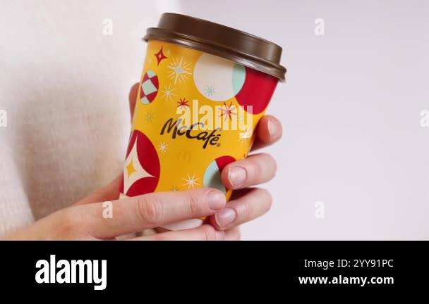 Kyiv, Ukraine - December 19, 2024: Christmas cup of coffee from ...