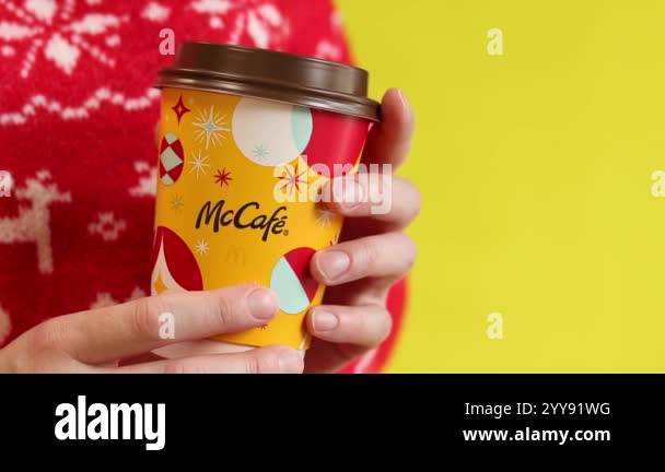 Kyiv, Ukraine - December 19, 2024: Christmas cup of coffee from ...