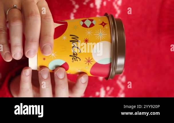 Kyiv, Ukraine - December 19, 2024: Christmas cup of coffee from ...