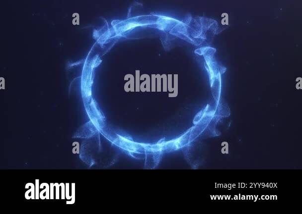 Blue glowing flowing ring of liqiud swirling plasma. Energy sphere of ...
