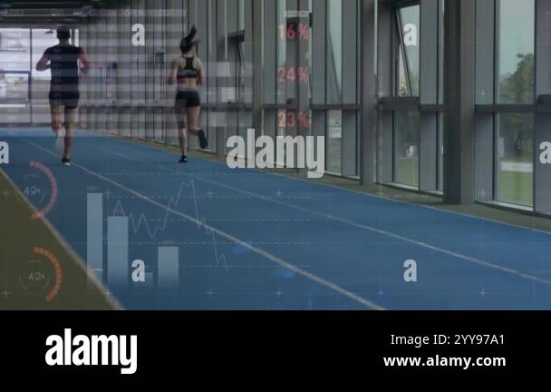 Animation of financial data processing over diverse couple running at ...