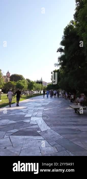 Nice, France - October 7, 2024: People walking through the Promenade du ...