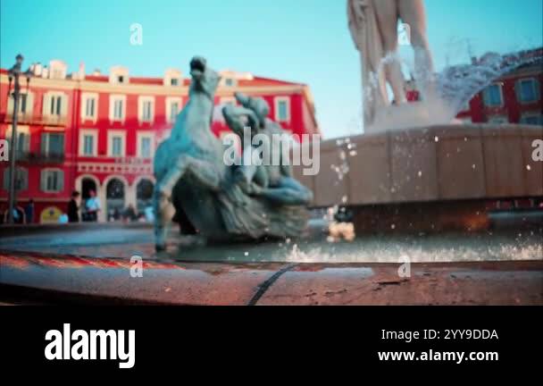 Nice, France - October 8, 2024: View of the Fontaine du Soleil at Place ...