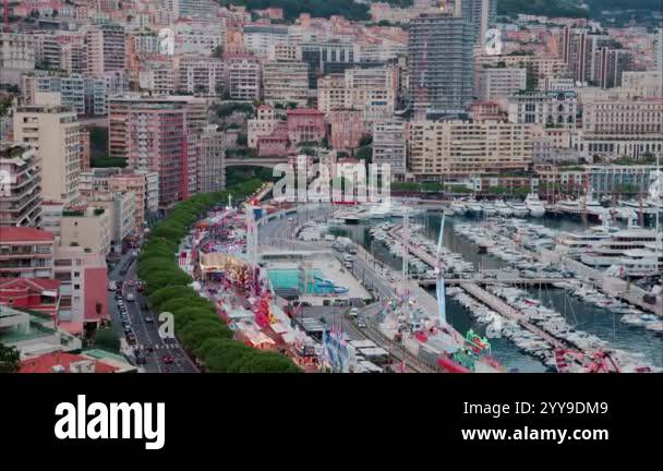 Aerial view of the Port Hercule Funfair in Monaco in daylight Stock ...